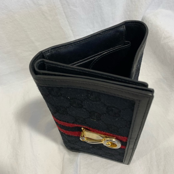 Gucci | Bags | Gucci Black Logo Leather And Canvas Checkbook | Poshmark